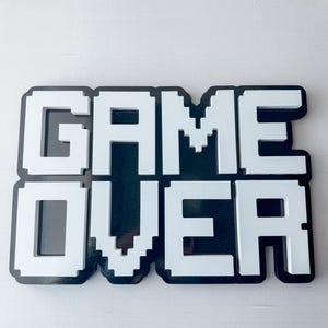 Game Over Sign Game Room Decor Retro Gaming Sign Man Cave Decor Home ...