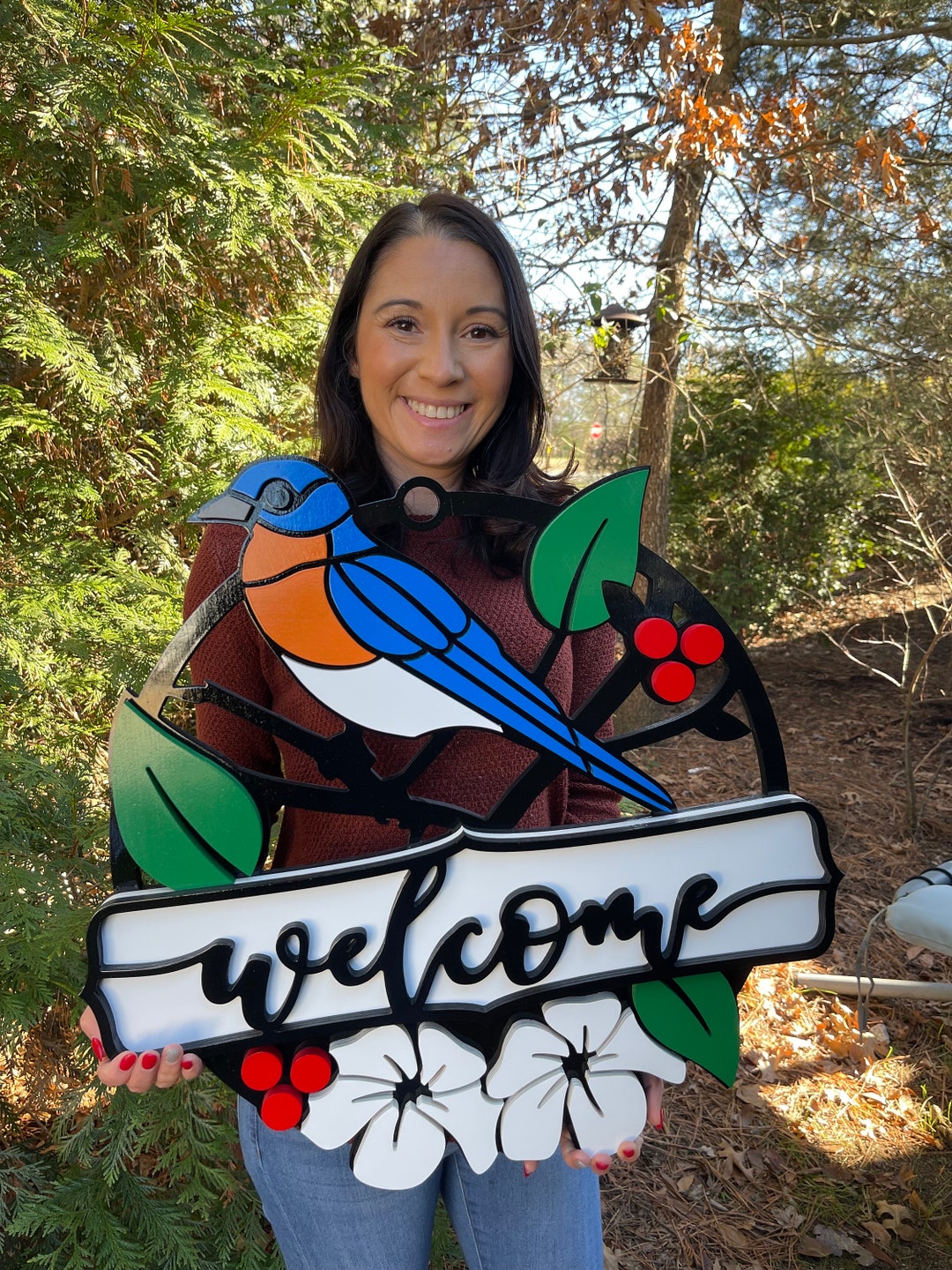 Bluebird Bird Art Door Hanger Bird Decor for Bird Lover Gift Welcome ...