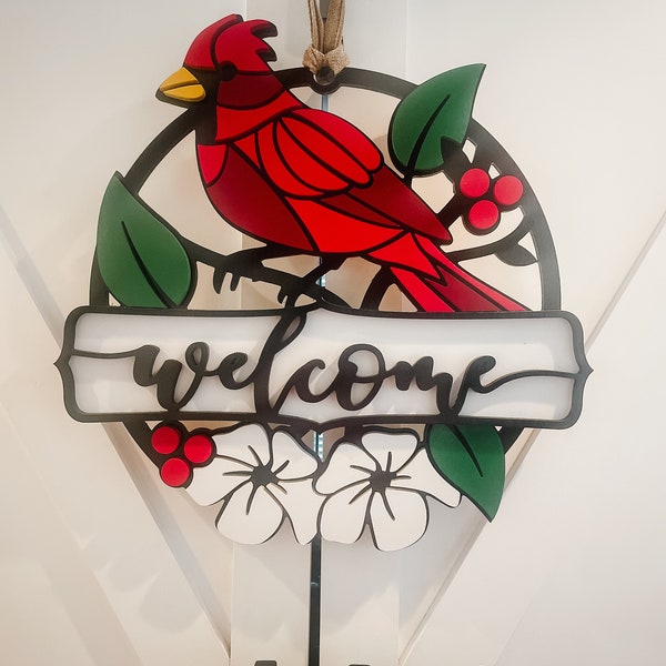 Cardinal Welcome Sign - Etsy