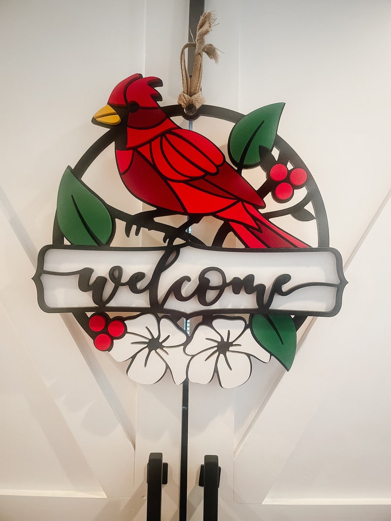Cardinal Door Hanger - Bird Welcome Sign - Mother’s Day Gift - Etsy