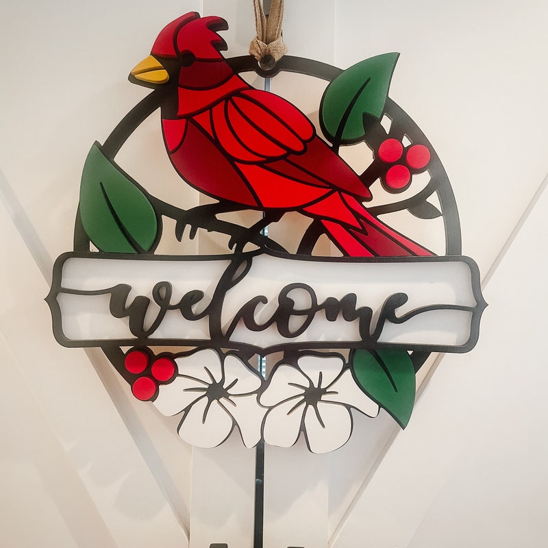 Cardinal Welcome Sign - Etsy