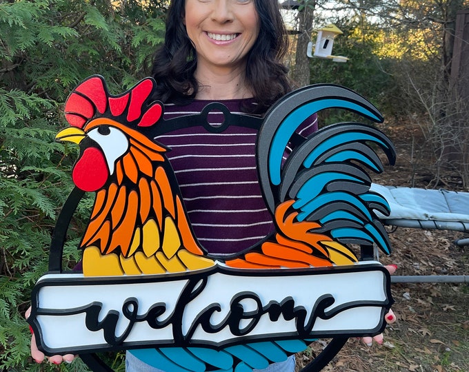 Chicken Door Sign - Rooster Welcome Sign - Mother’s Day Gift - Etsy