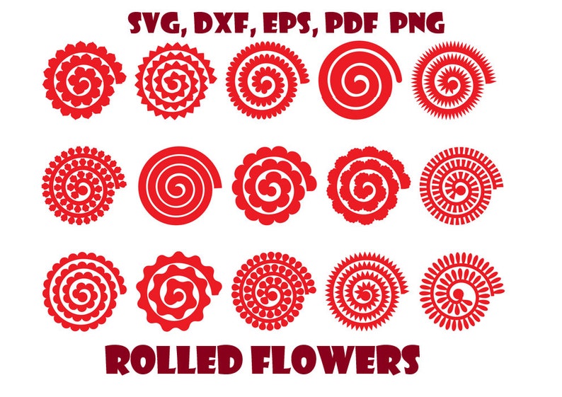 15 Rolled Flowers SVG, Instant Download - Etsy