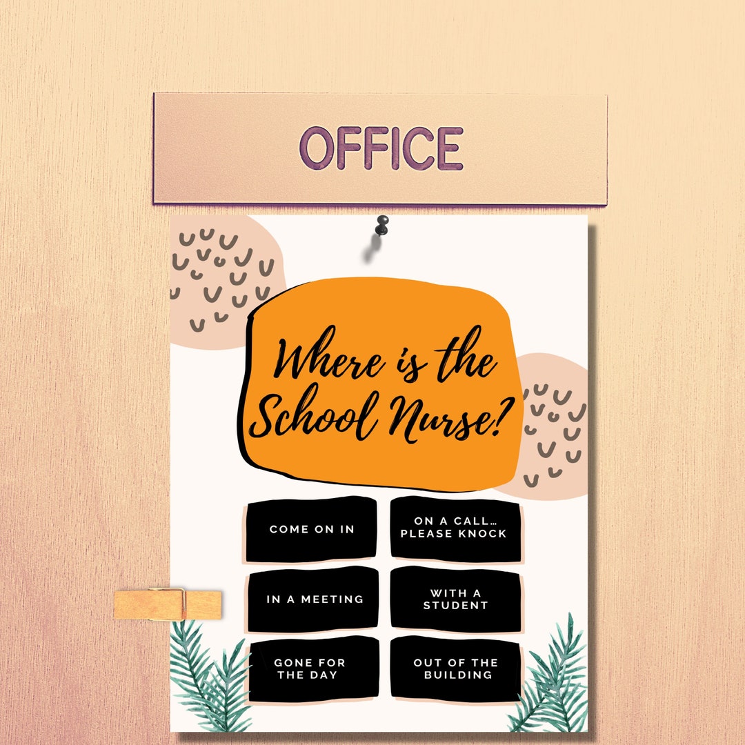 Where is the School Nurse? | Printable Door Sign | School Nurse Gift ...