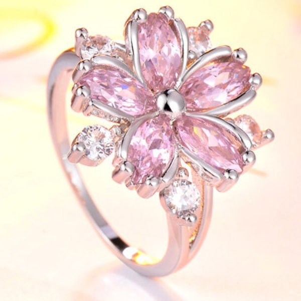 Pink Flower Ring - Etsy