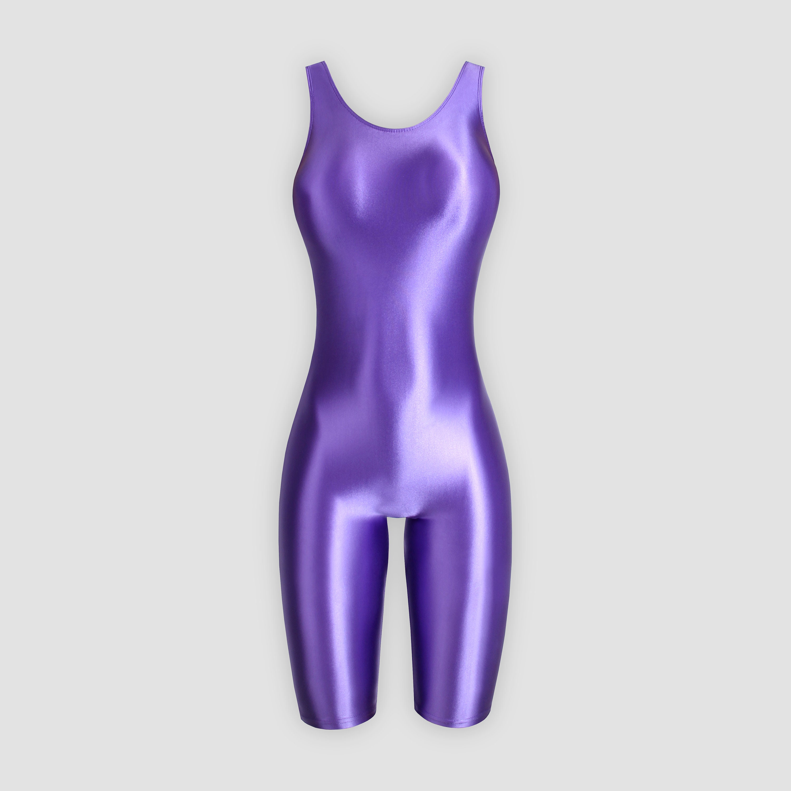 Shiny Metallic Satin Bodysuit Knee Length 15 Colors Leotard Unisex ...