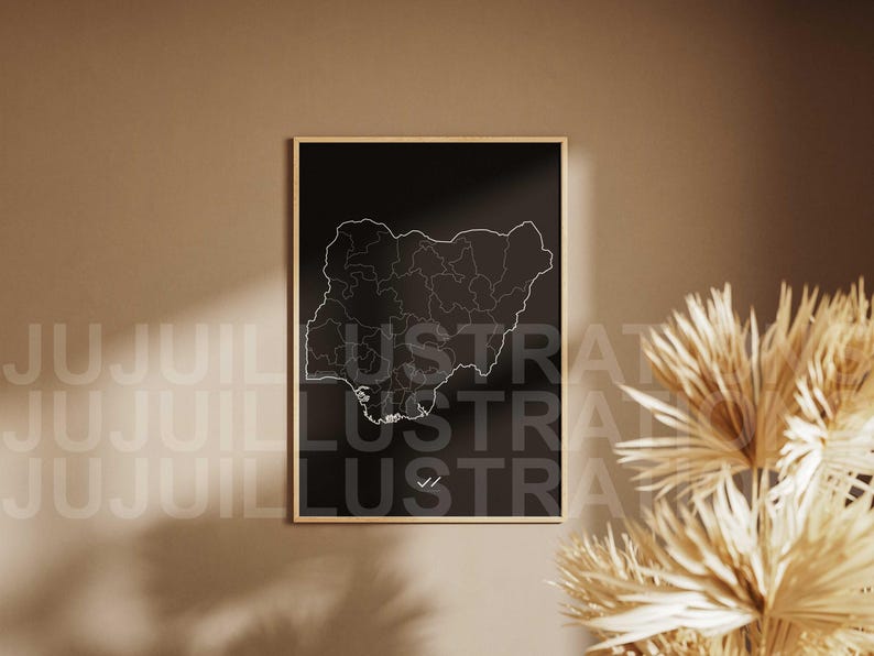 Nigeria Map, Nigeria Print, Nigeria Poster, Nigeria Art, Nigeria Wall ...