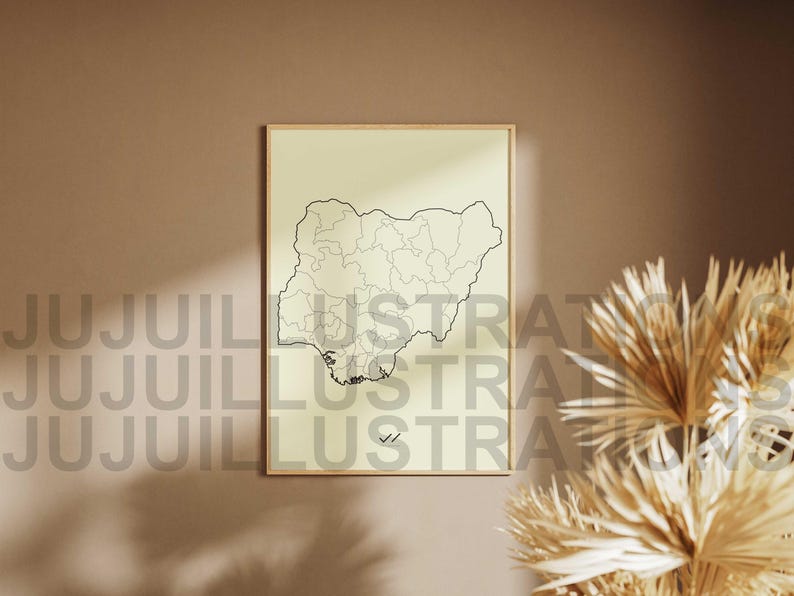 Nigeria Map, Nigeria Print, Nigeria Poster, Nigeria Art, Nigeria Wall ...