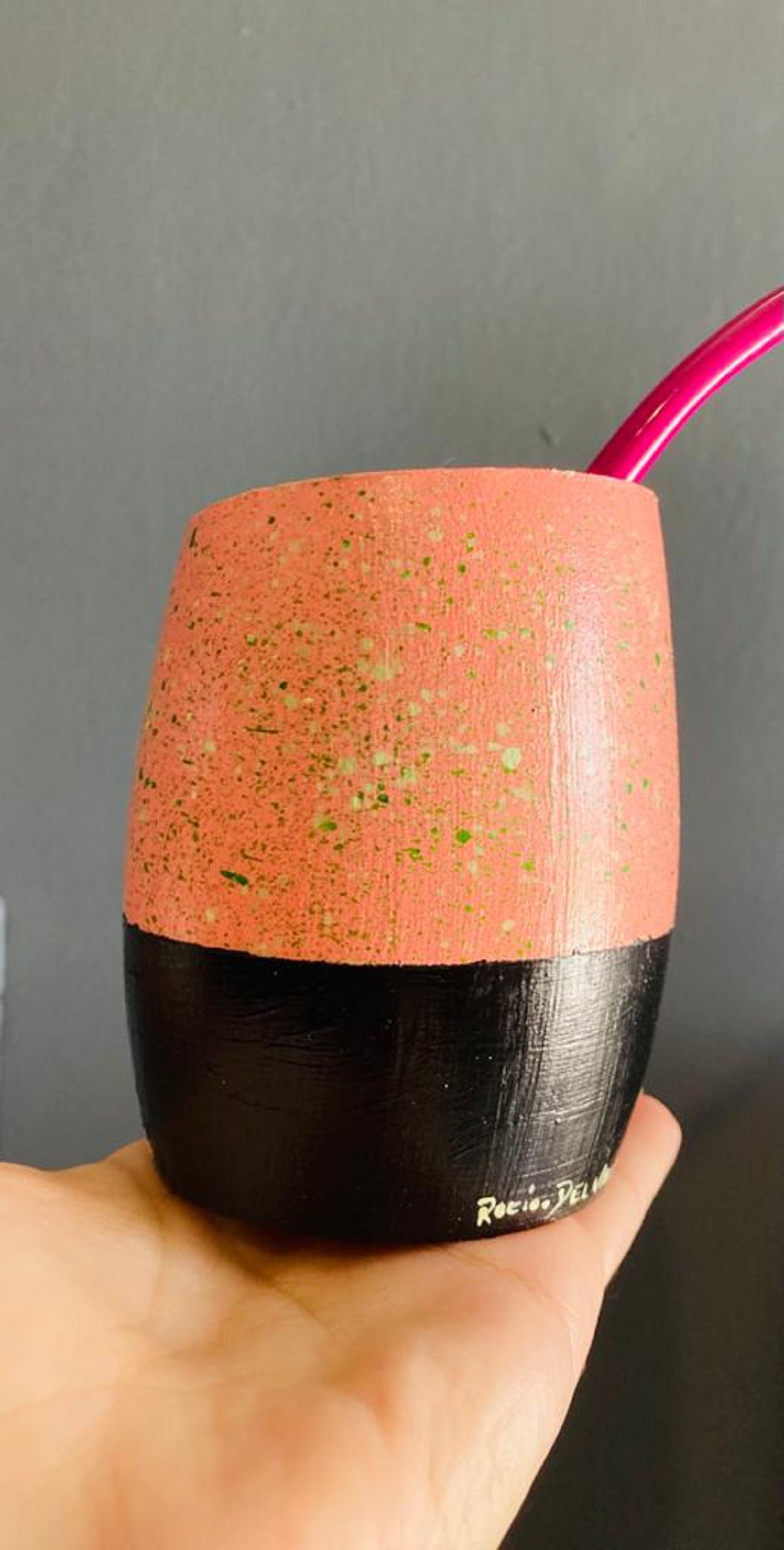 Mate de madera de algarrobo pintado a mano bombilla Diseño | Etsy