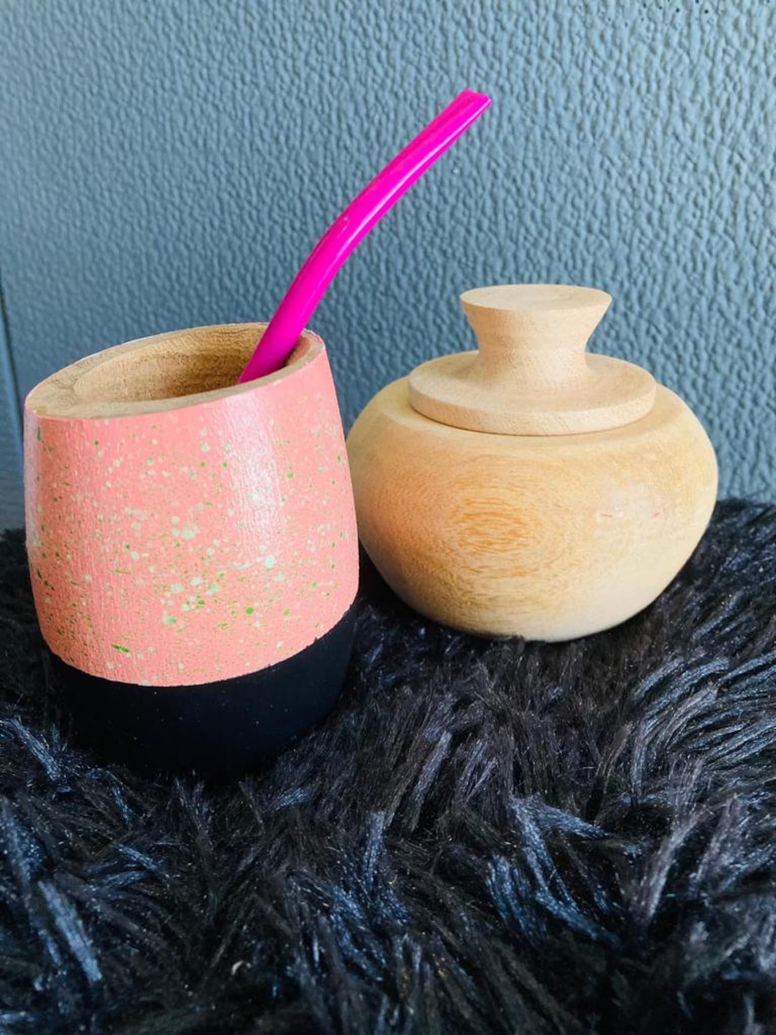 Mate de madera de algarrobo pintado a mano bombilla Diseño - Etsy España