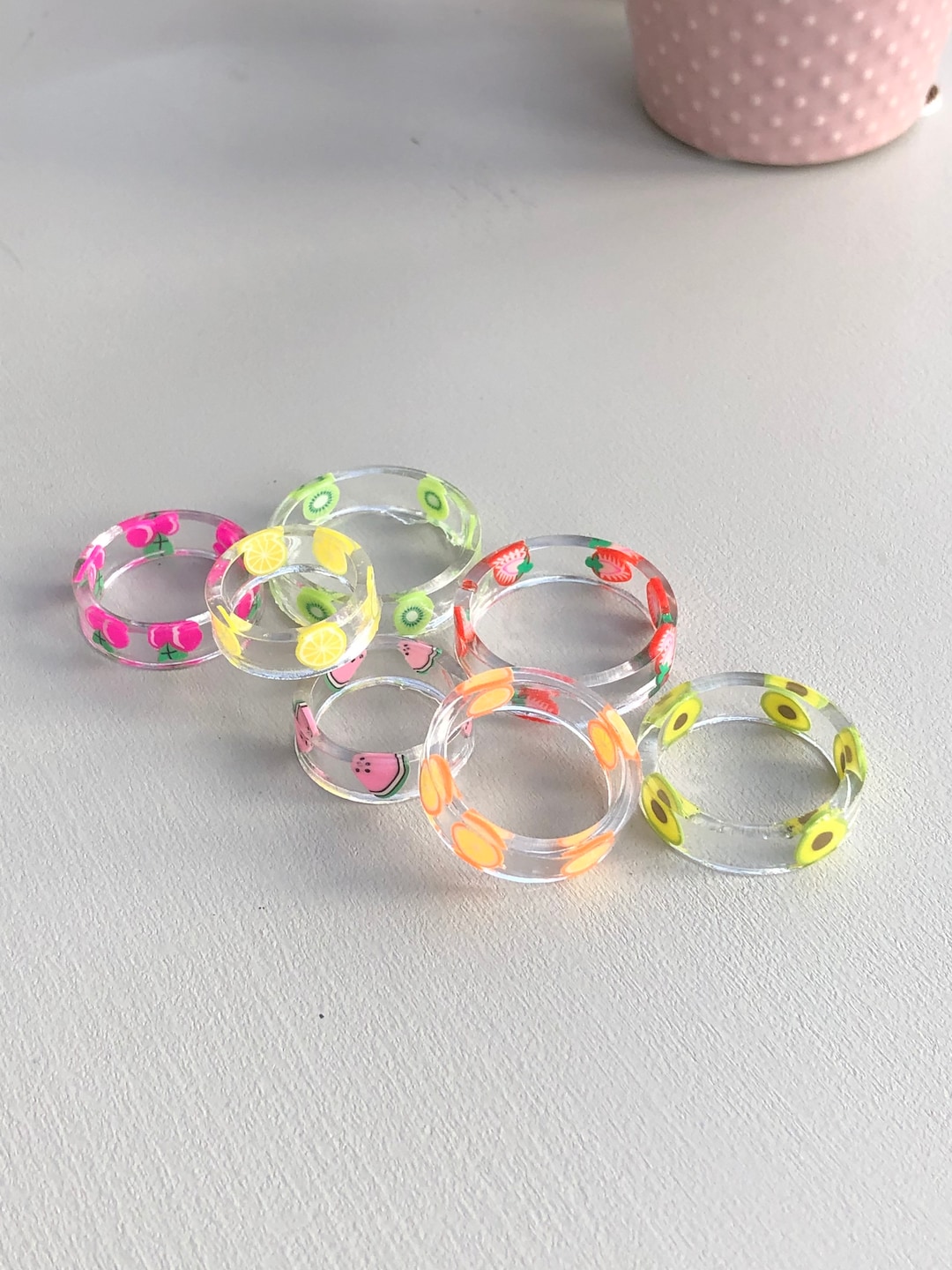 Custom Handmade Resin Rings - Fruit & Flowers - Etsy