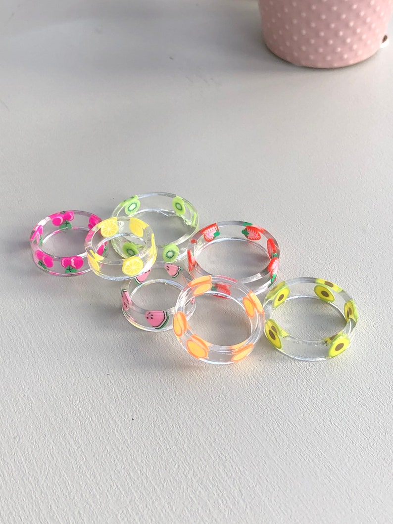 Custom Handmade Resin Rings - Fruit & Flowers - Etsy