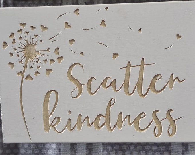 Simple White scatter Kindness Real Wood Carved Inspirational Sign ...