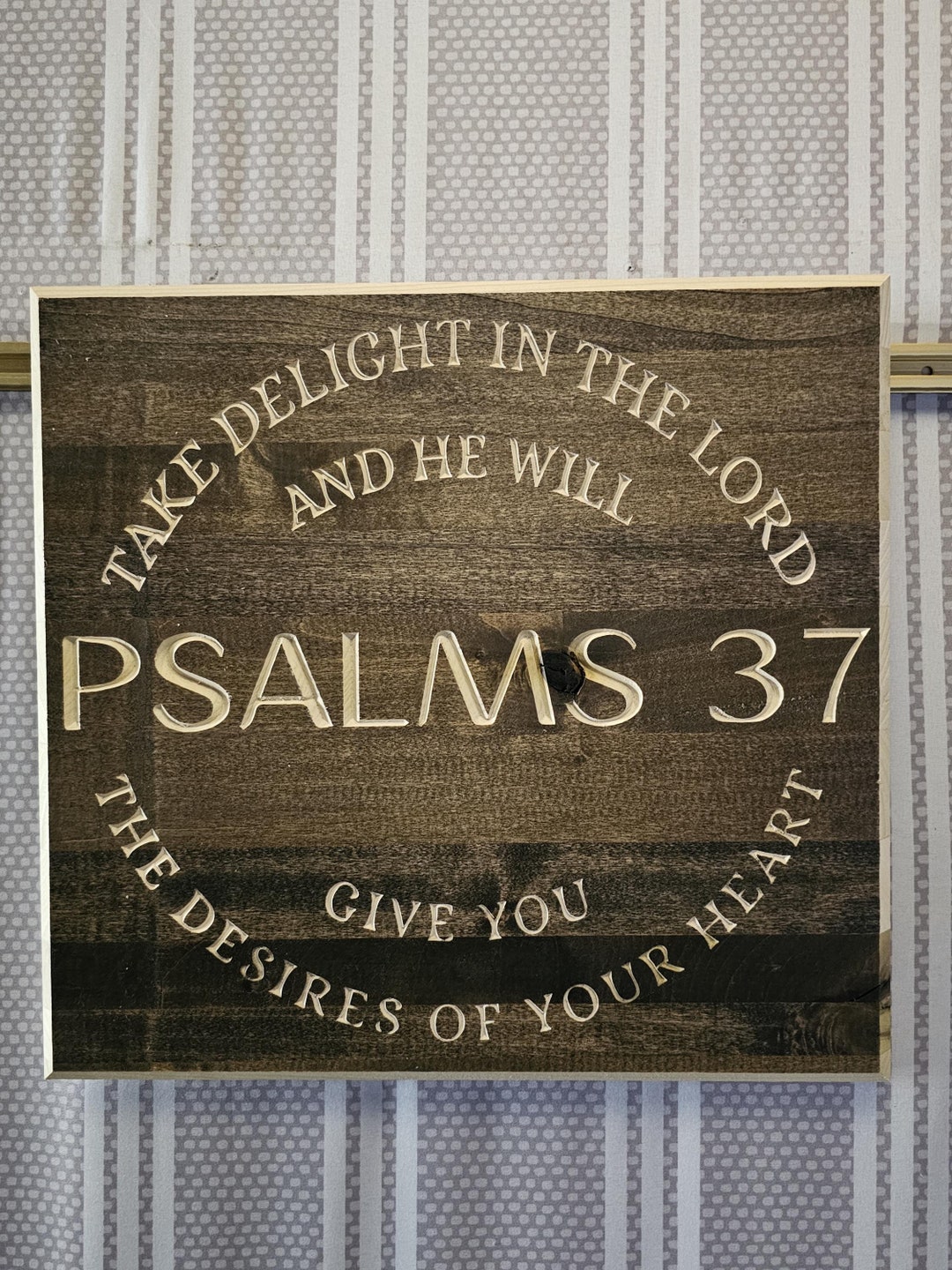 Real Wood Carved Inspirational Sign - Delight in the Lord, Desires of ...
