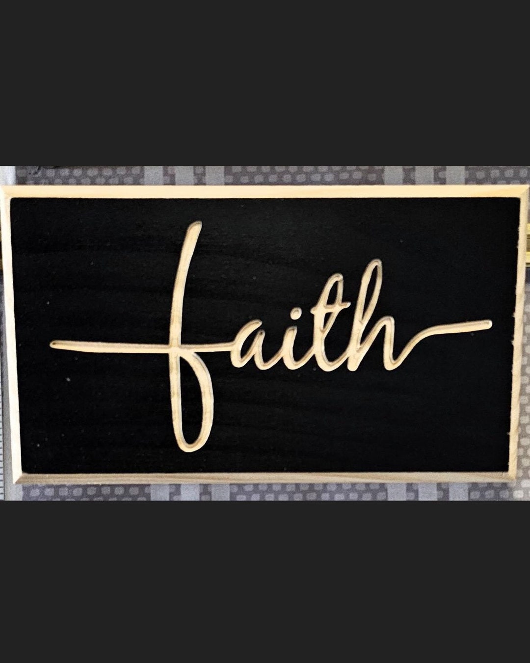 Real Wood Carved Inspirational Sign " Faith" Simple, Black, Love Happy ...