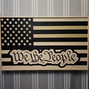 US American Flag With "we the People" Logo Carved in Real Wood USA ...