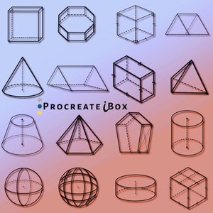 3D Shape Stamp Brushes for Procreate: Geometric Design - Etsy