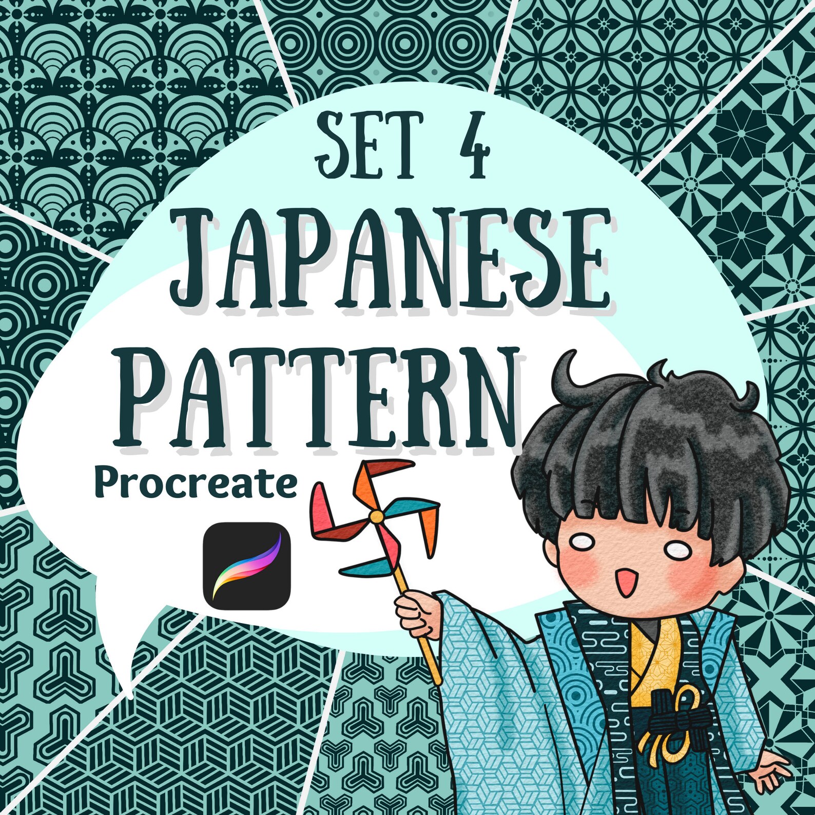 20 Japanese Procreate Pattern Brush Set 4 Japanese Pattern | Etsy