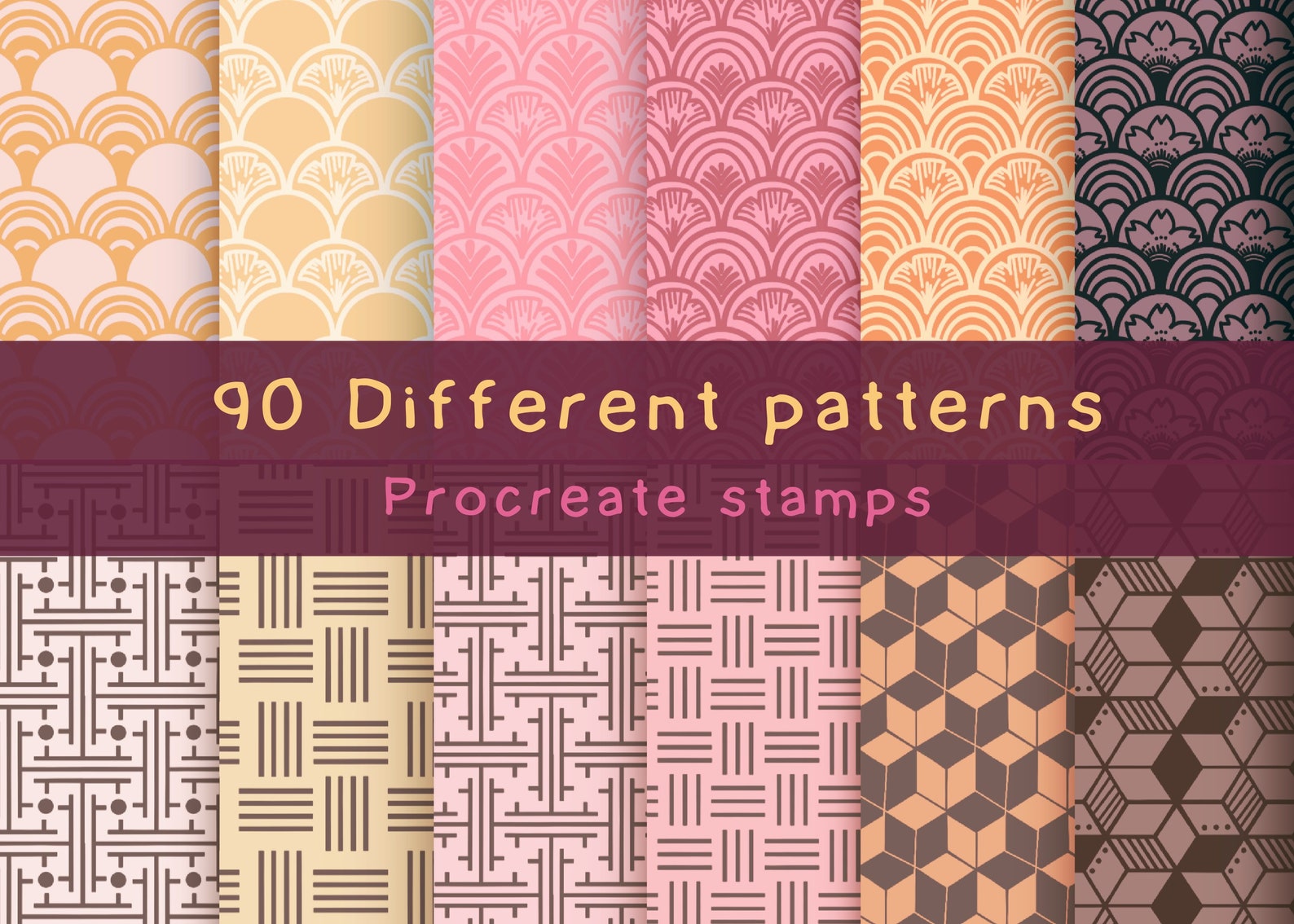 Japanese Pattern Stamps 90 Procreate Stamps Procreate - Etsy