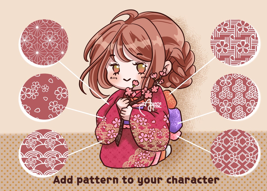 Japanese Pattern Procreate Brushes 20 Sakura Pattern Brushes - Etsy