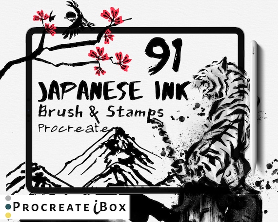 91 Japanese Ink Brush Sumi Brush Procreate Procreate Ink | Etsy