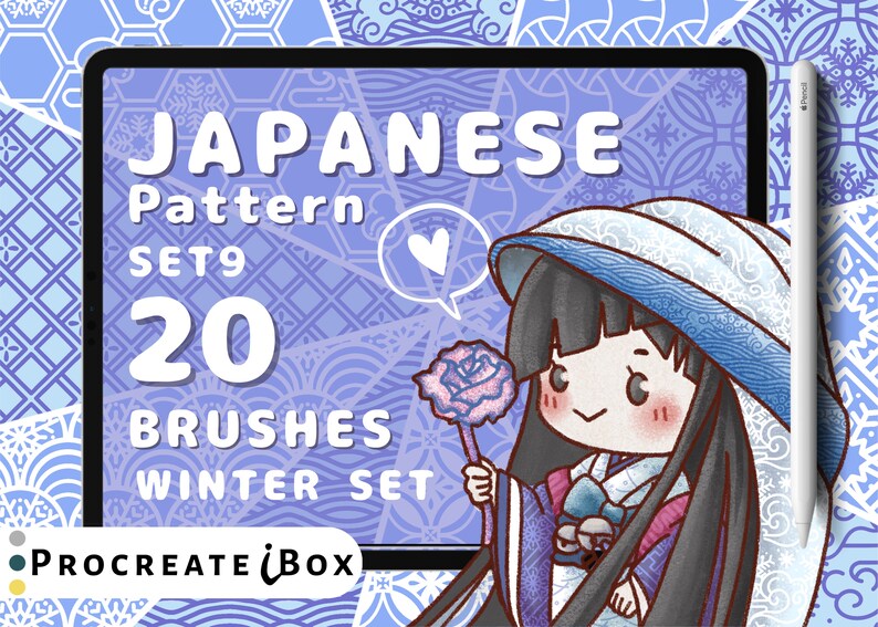 20 Procreate Japanese Winter Pattern Brushes: Asian Snow Designs ...