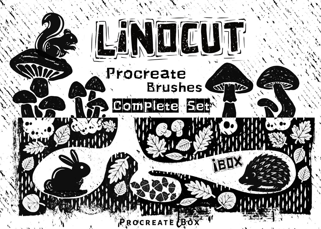 Linocut Procreate Brush Set: 161 Lino Print Art Brushes & Patterns ...