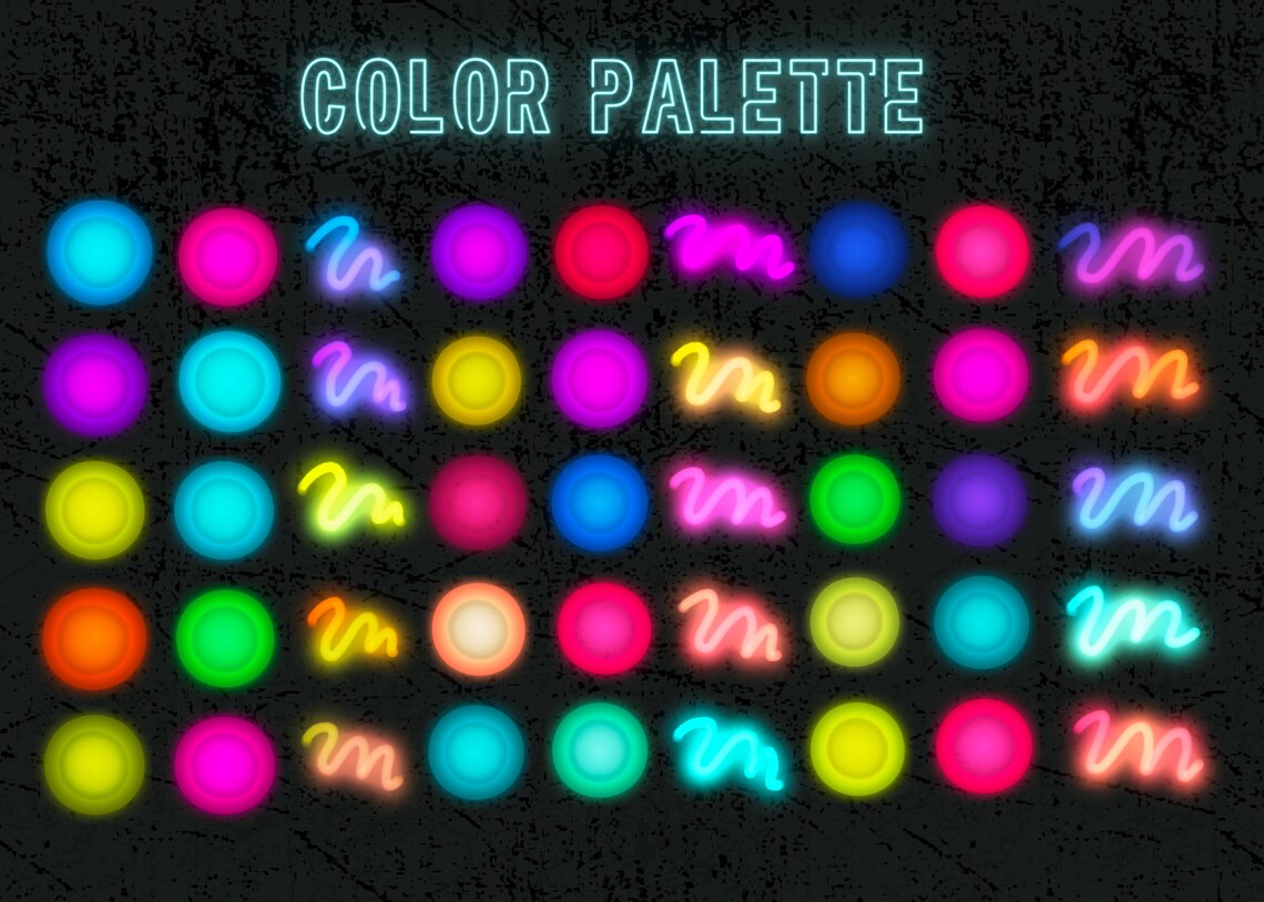 28 Procreate Neon Brushes Two Tone Brush Color Changing Neon - Etsy