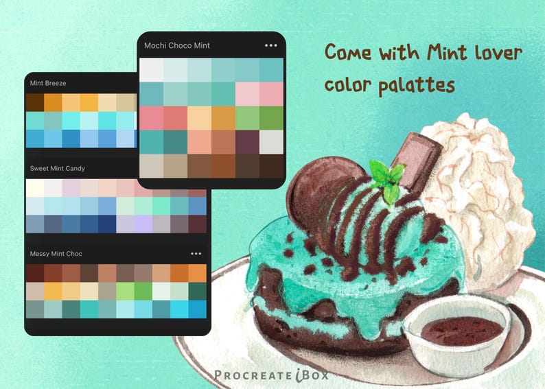 Procreate Messy Texture Brushes: Kawaii Art Messy Mint Ibox (digital ...