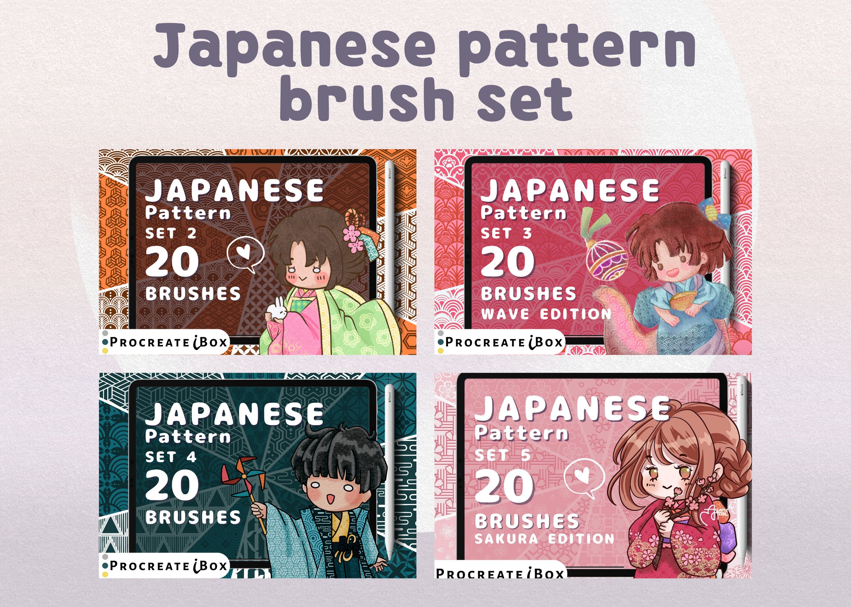 20 Procreate Japanese Pattern Brushes Asian Pattern - Etsy