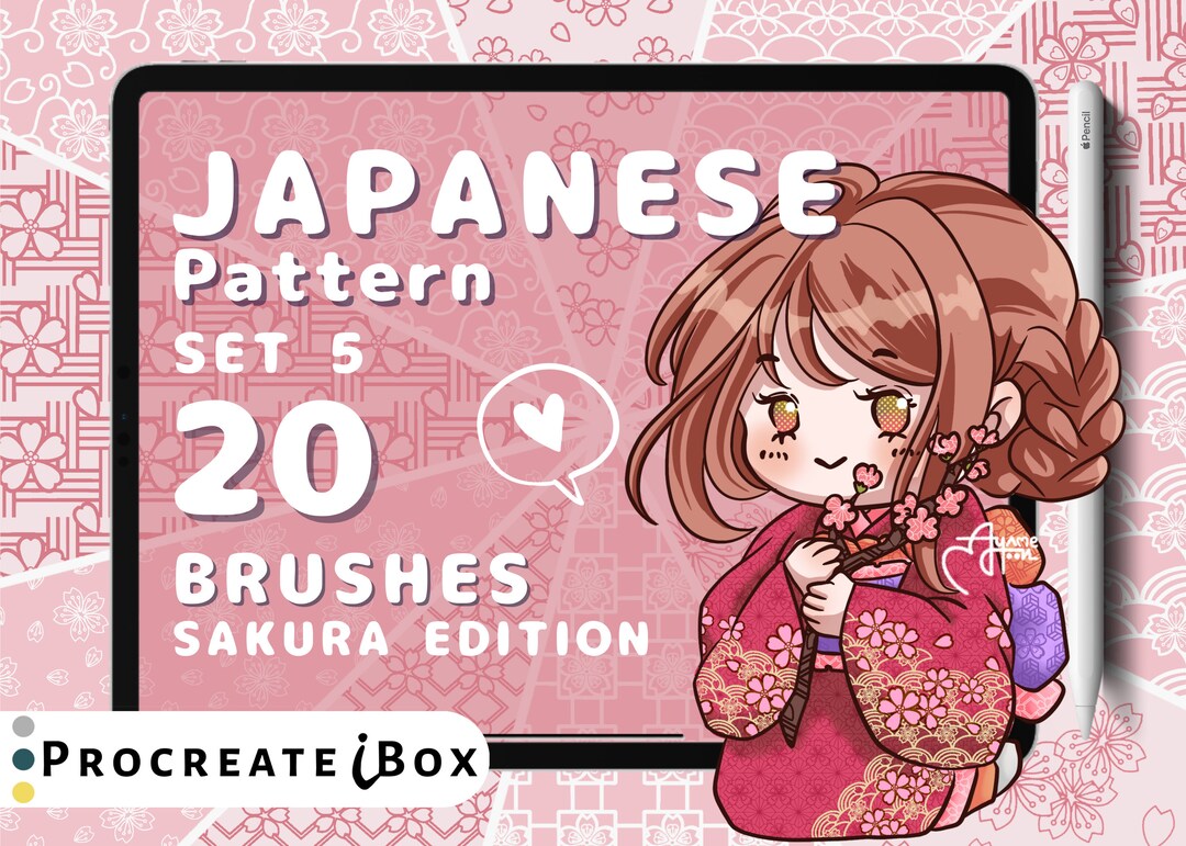 Japanese Pattern Procreate Brushes | 20 Sakura Pattern Brushes | Cherry ...