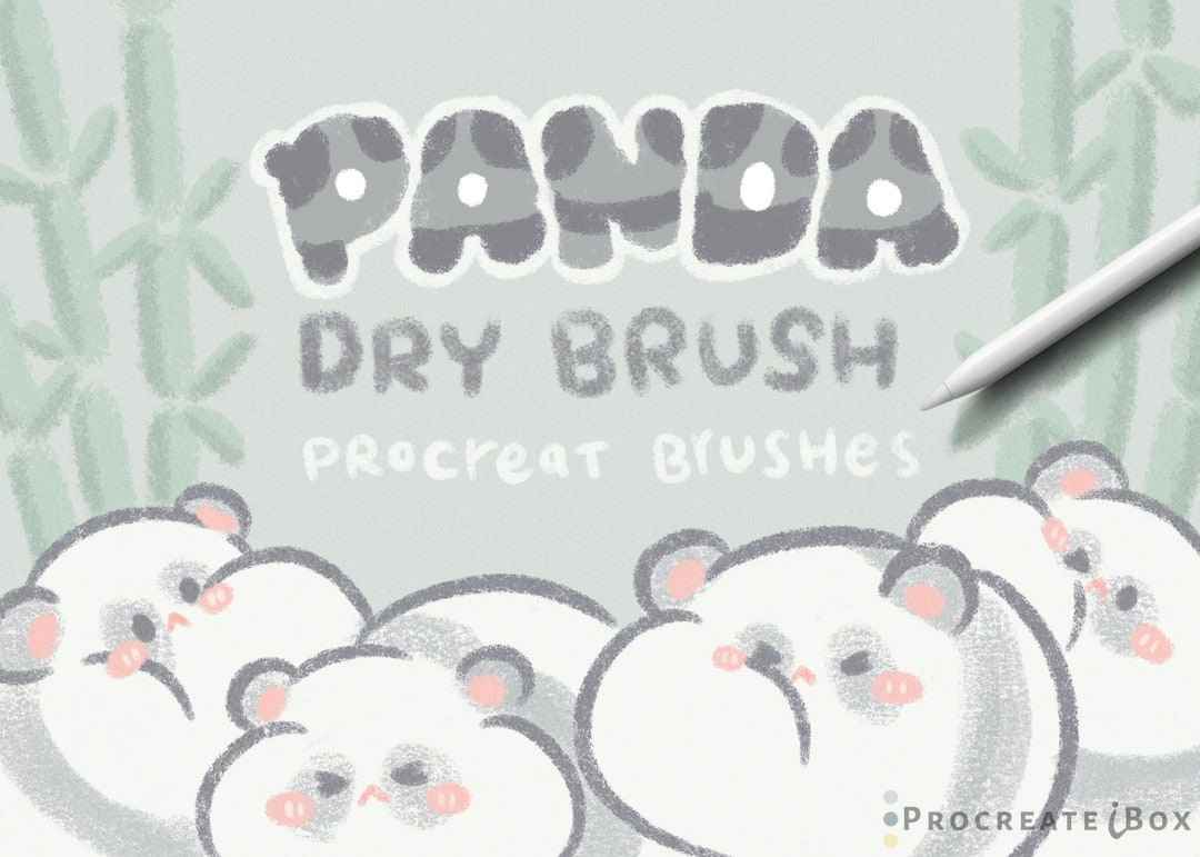 Kawaii Procreate Dry Brushes | Panda Dry Brush | Grain Texture Brushes ...