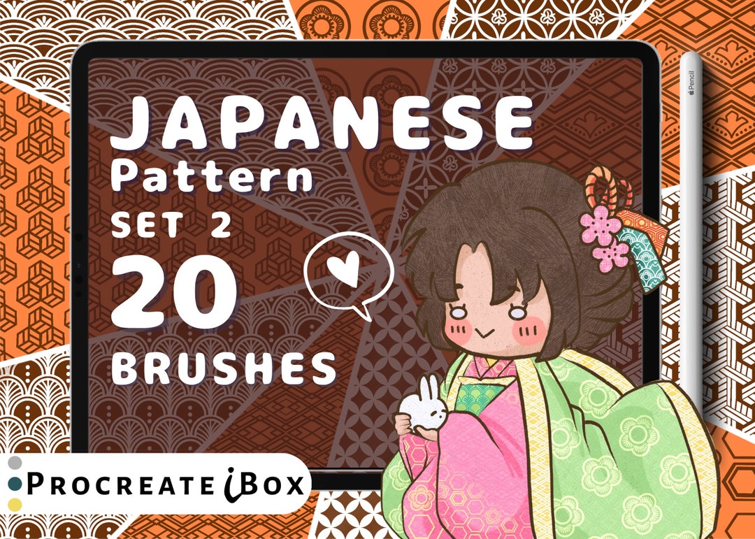 20 Japanese Procreate Pattern Brush Set 2 | Japanese Pattern | Seamless ...