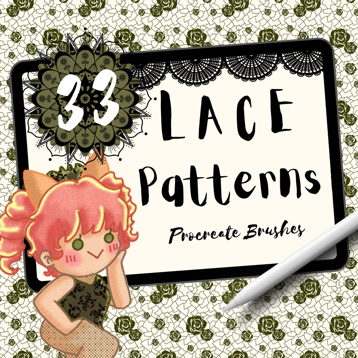33 Procreate Lace Brushes Textile Fabric Brush Procreate | Etsy