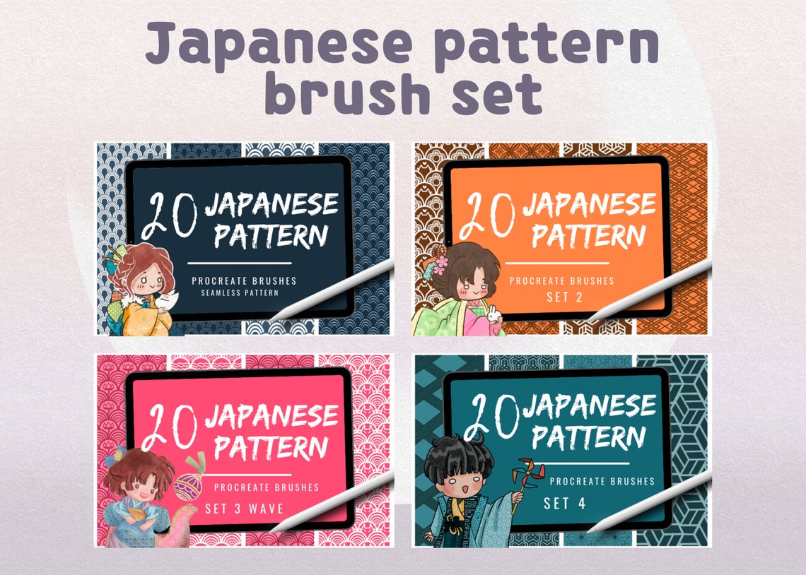 Japanese Pattern Procreate Brushes 20 Sakura Pattern Brushes | Etsy