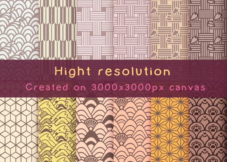 Japanese Pattern Stamps 90 Procreate Stamps Procreate - Etsy