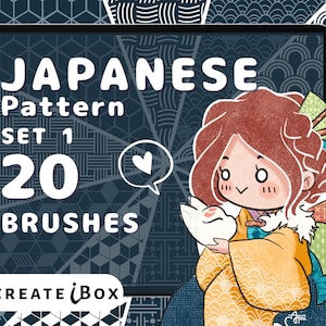 20 Japanese Procreate Pattern Brush Set 1 | Seamless Brush | Japanese ...