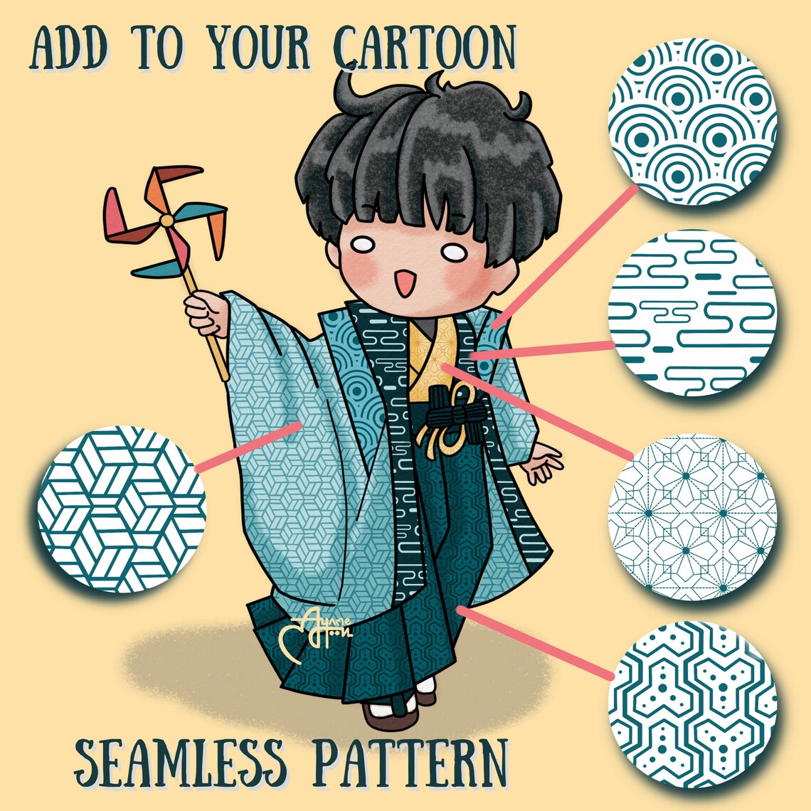 20 Japanese Procreate Pattern Brush Set 4 Japanese Pattern | Etsy