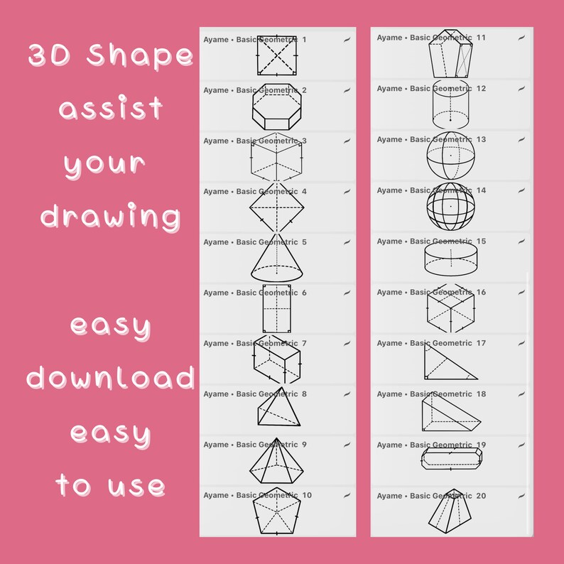 3D Shape Stamp Brushes for Procreate Procreate 3D Stamps | Etsy