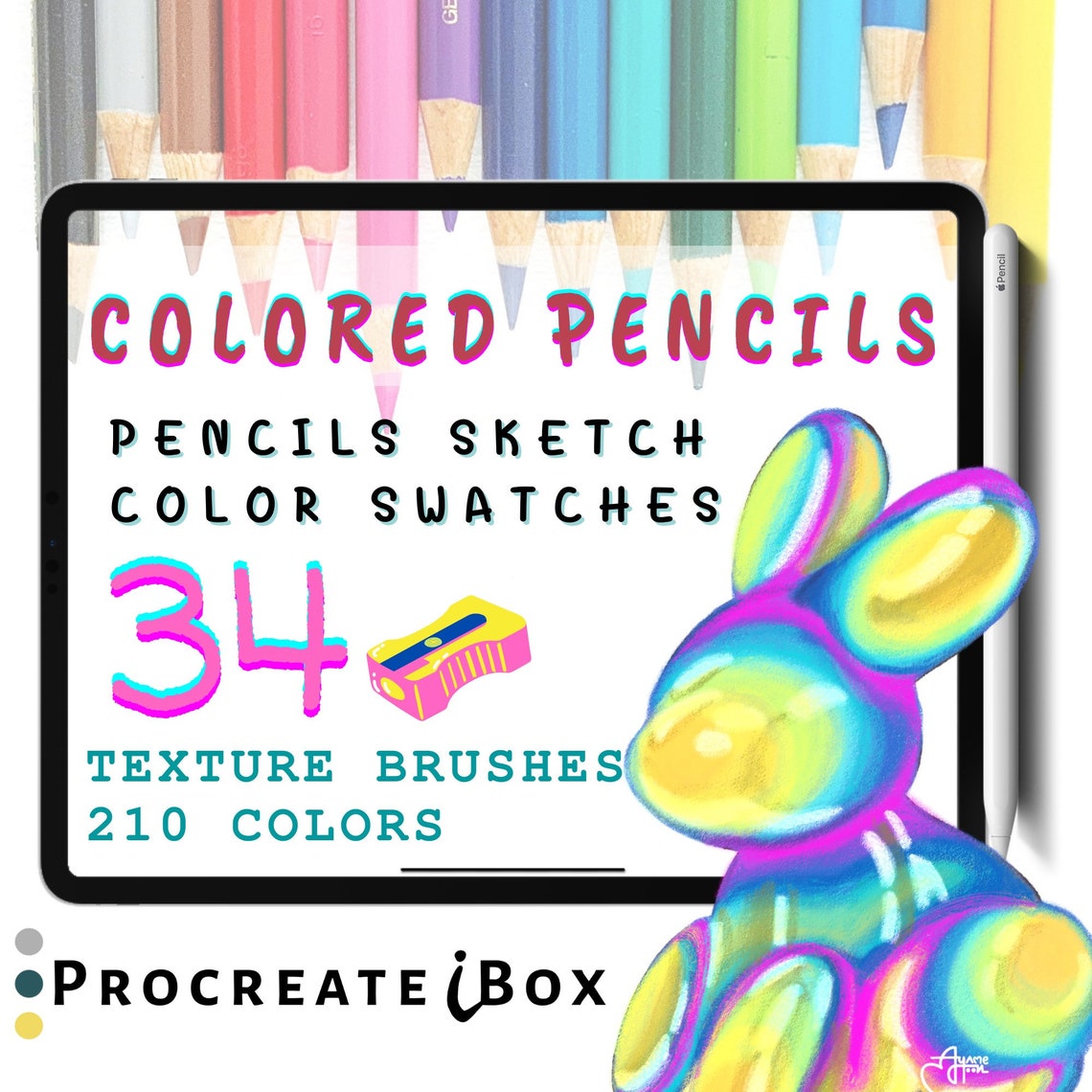34 Colored Pencil Procreate Brushes Pencils Sketch Pencil | Etsy