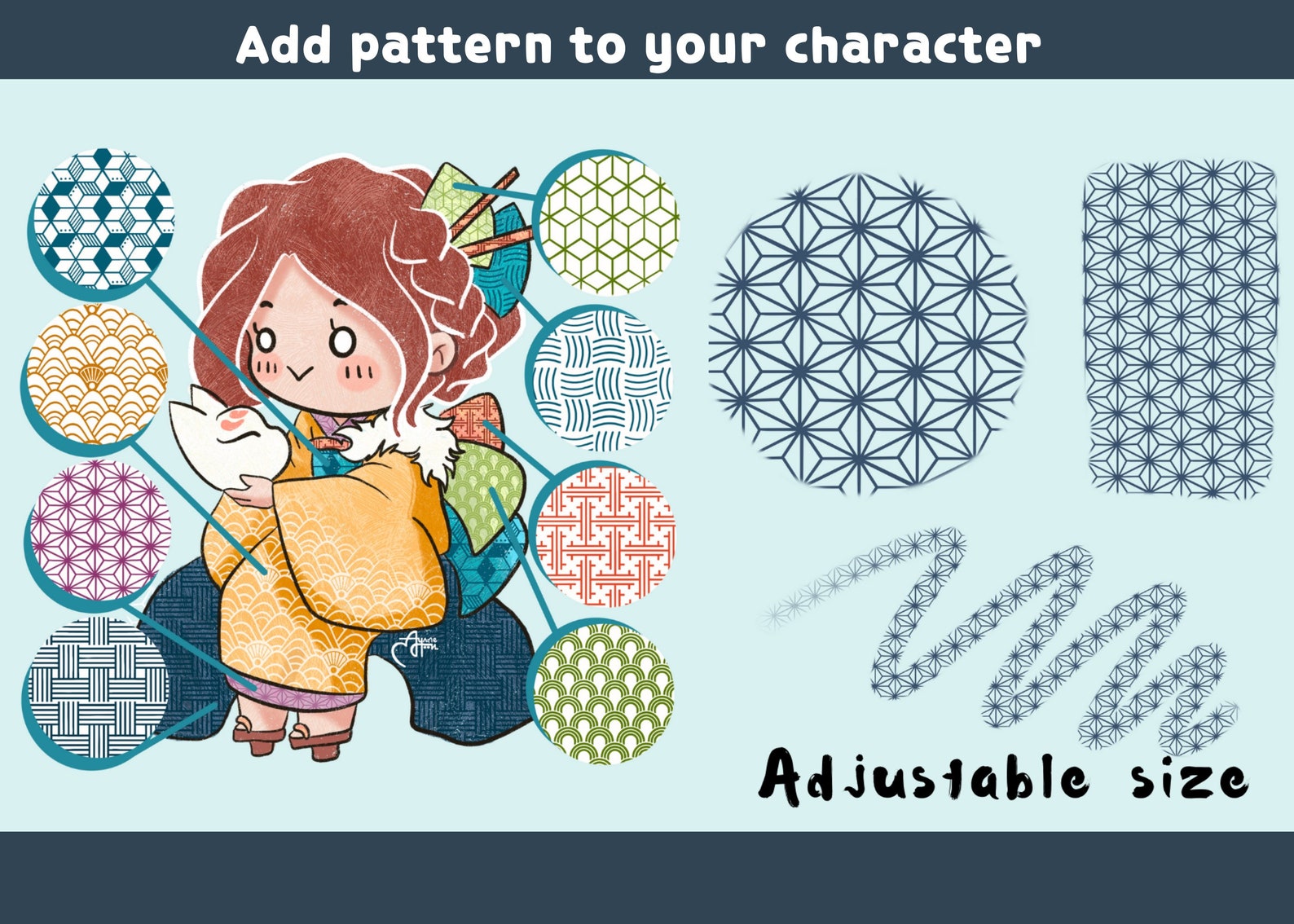 20 Japanese Procreate Pattern Brush Set 1 Seamless Brush - Etsy