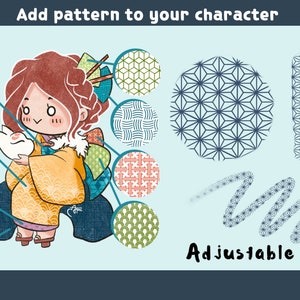 20 Japanese Procreate Pattern Brush Set 1 | Seamless Brush | Japanese ...