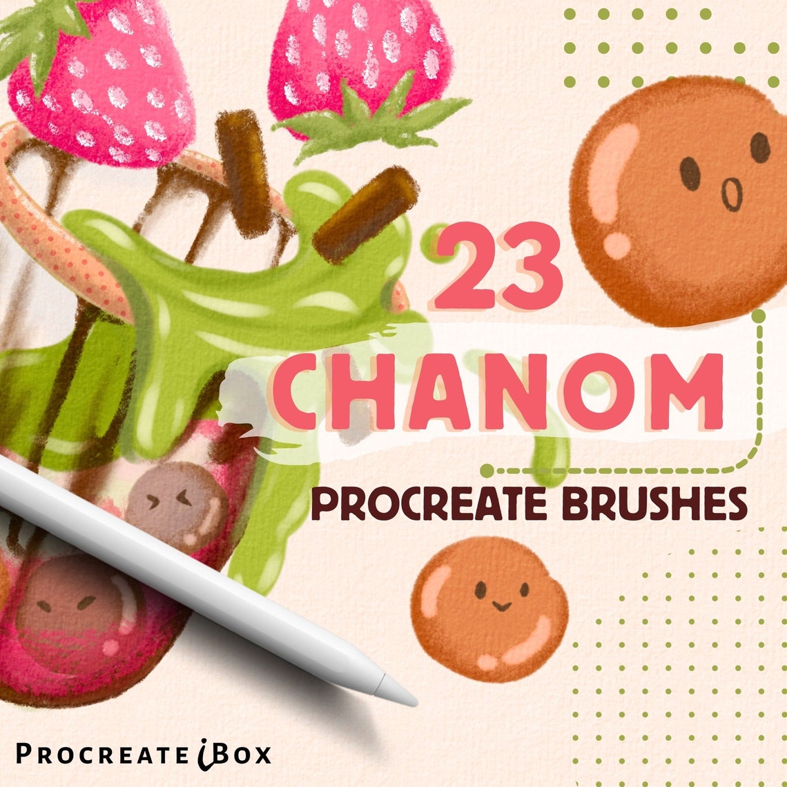 23 Chanom Kawaii Procreate Brushes | Texture, Stamps (digital Download ...