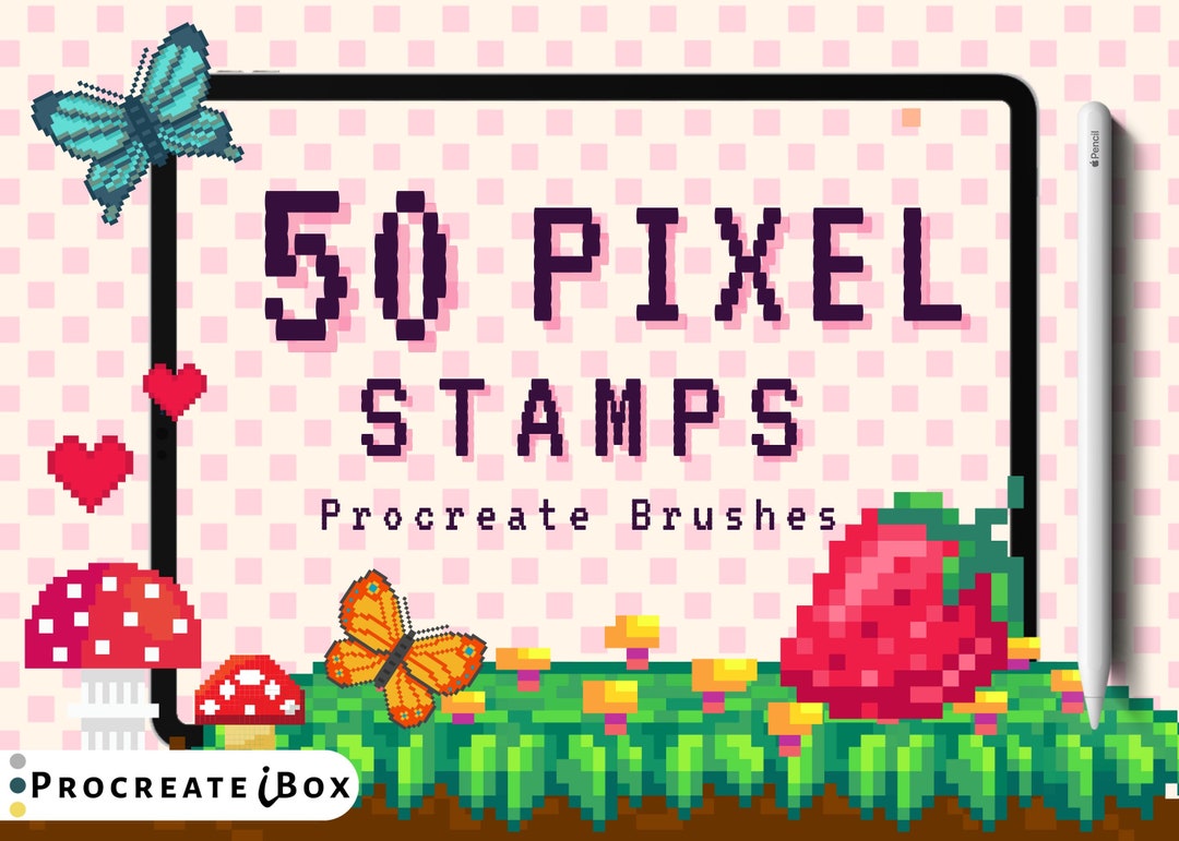 50 Pixel Stamps Procreate Brushes | Procreate Stamps | Pixel Art | Game ...