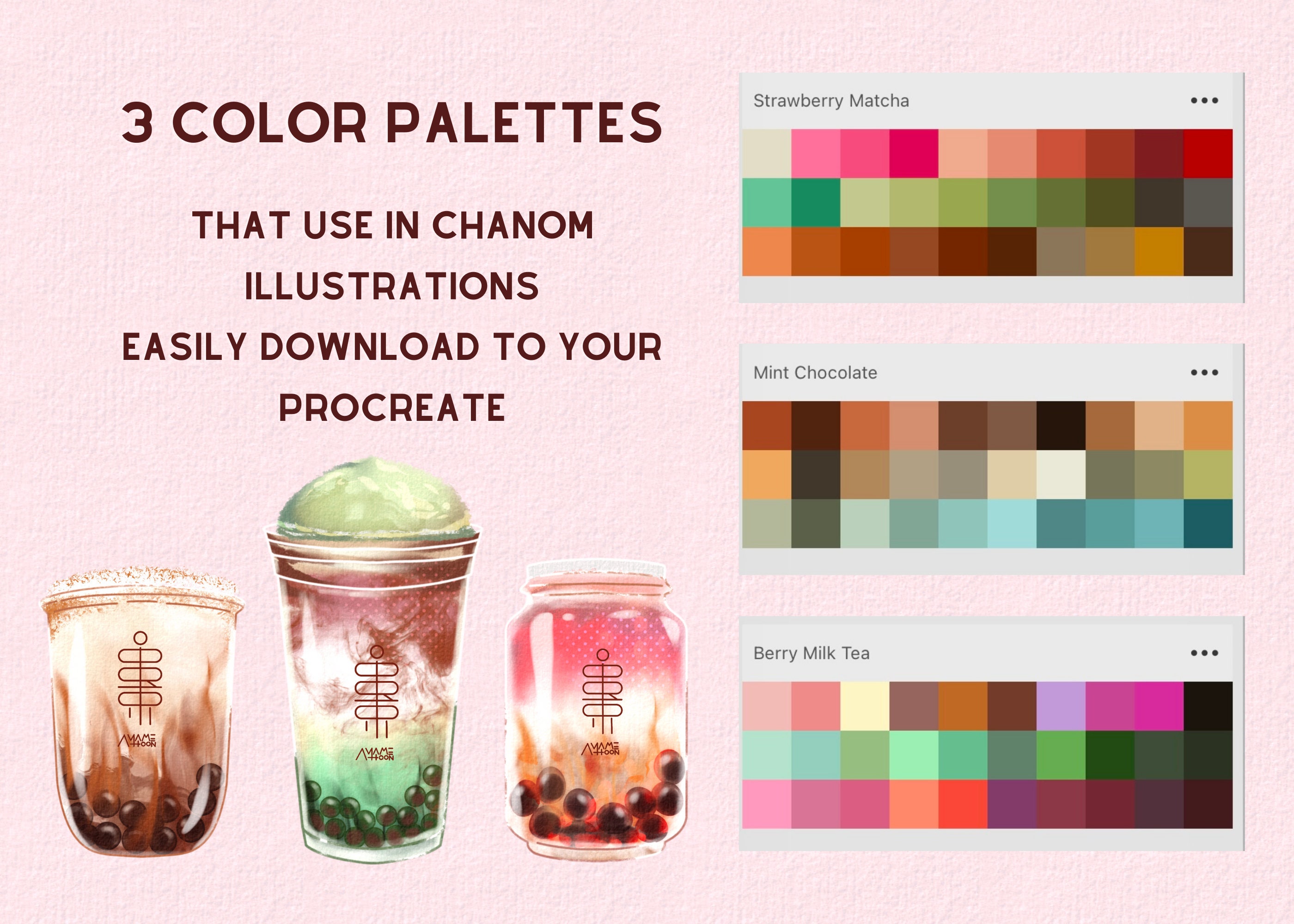 23 Chanom Kawaii Procreate Brushes | Texture, Stamps (digital Download ...