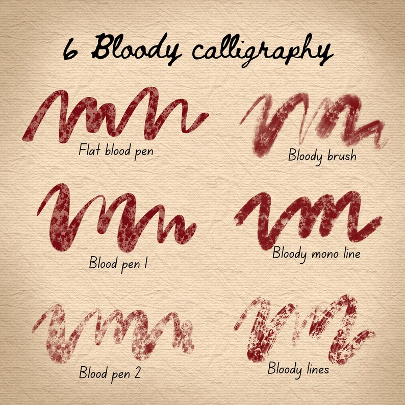 16 Bloody Procreate Brushes and Stamps Bloody Calligraphy | Etsy