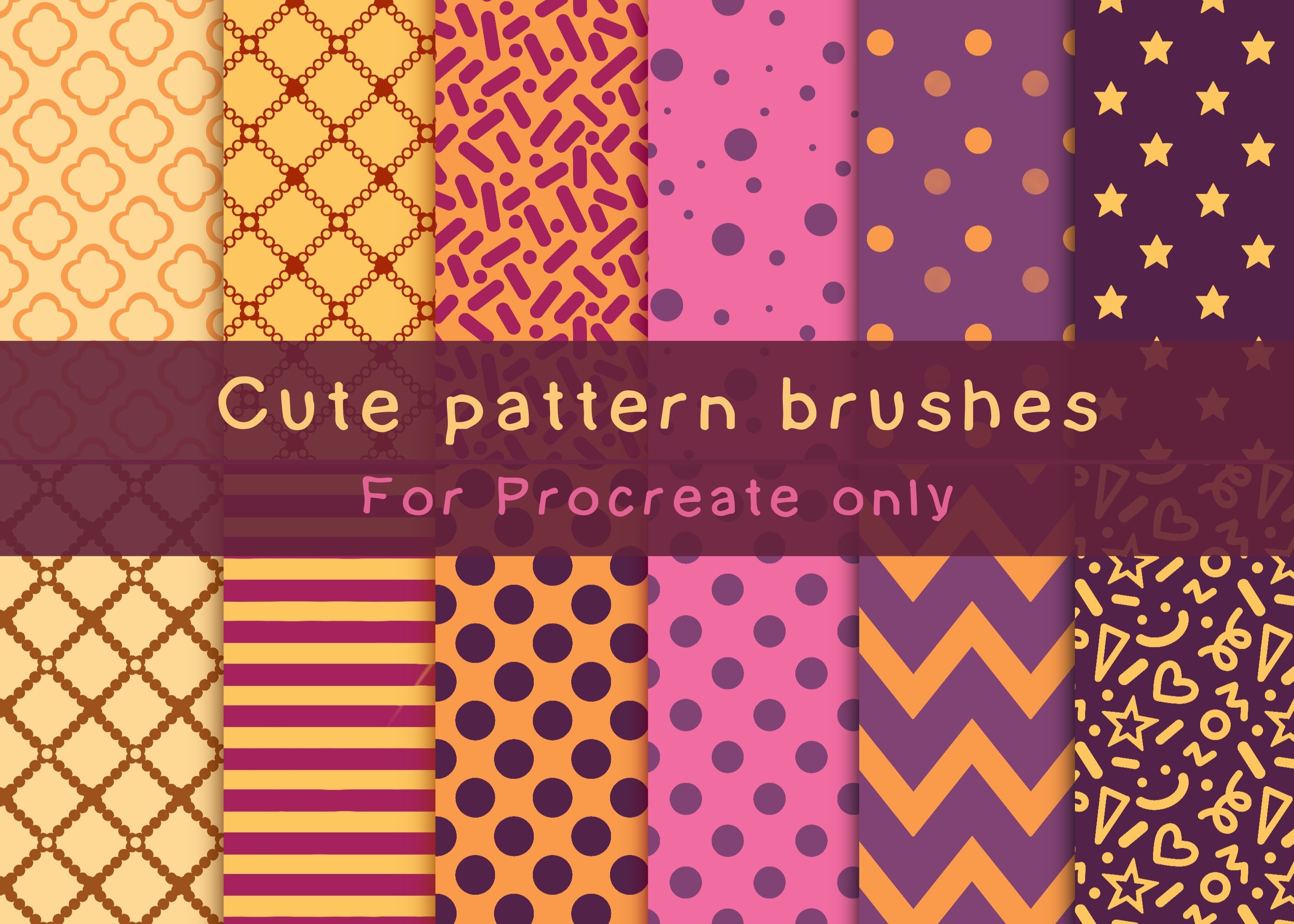 42 Procreate Cute Pattern Brushes Seamless Pattern Cute | Etsy