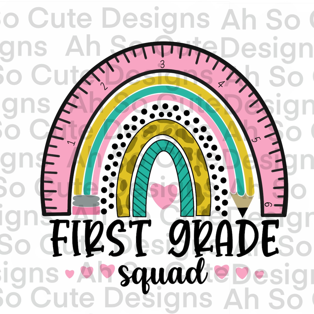 Rainbow First 1st Grade Squad - PNG - Digital File - Etsy