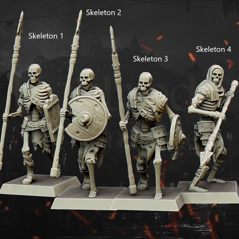 Skeleton Miniatures / Undead Spearmen 32mm / 28mm Ideal | Etsy