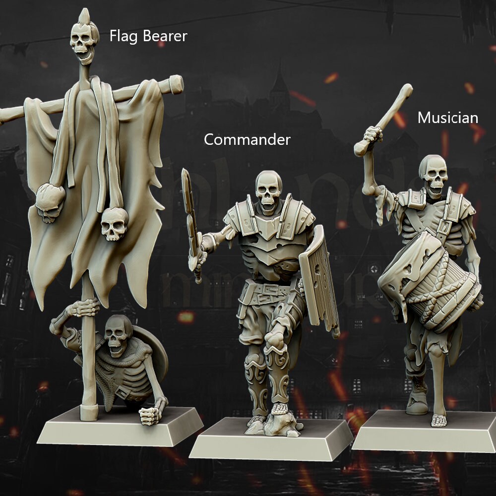 Skeleton Miniatures / Undead Spearmen 32mm / 28mm Ideal | Etsy